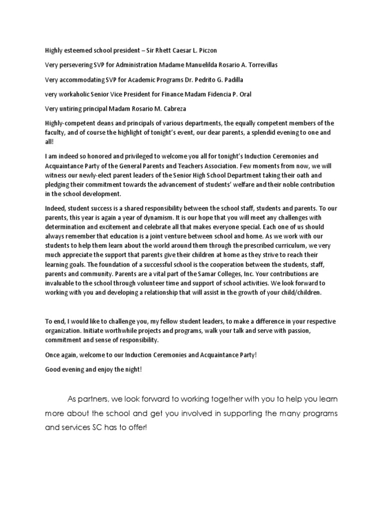 Speech PTA Induction | Download Free PDF | Behavior Modification ...