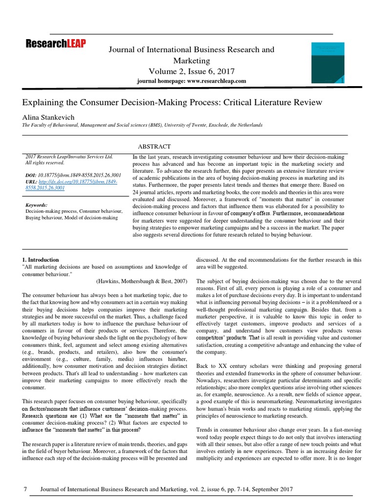 01 - Explaining The Consumer Decision Making Process PDF | PDF ...