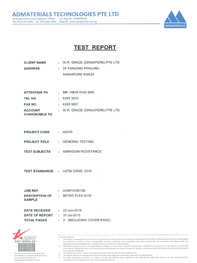 Betec Flex S150 Abrasion Resistance ASTM D4060 22 Jun 2015 | PDF