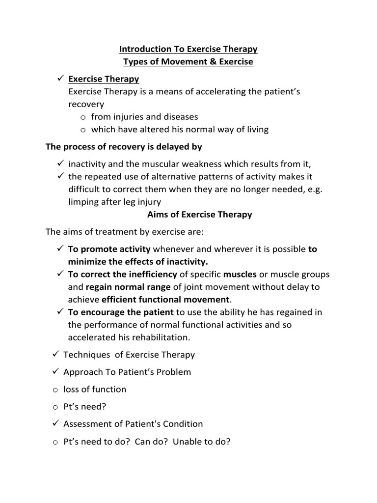 Introduction to Exercise Therapy Techniques | PDF | Strength Training ...