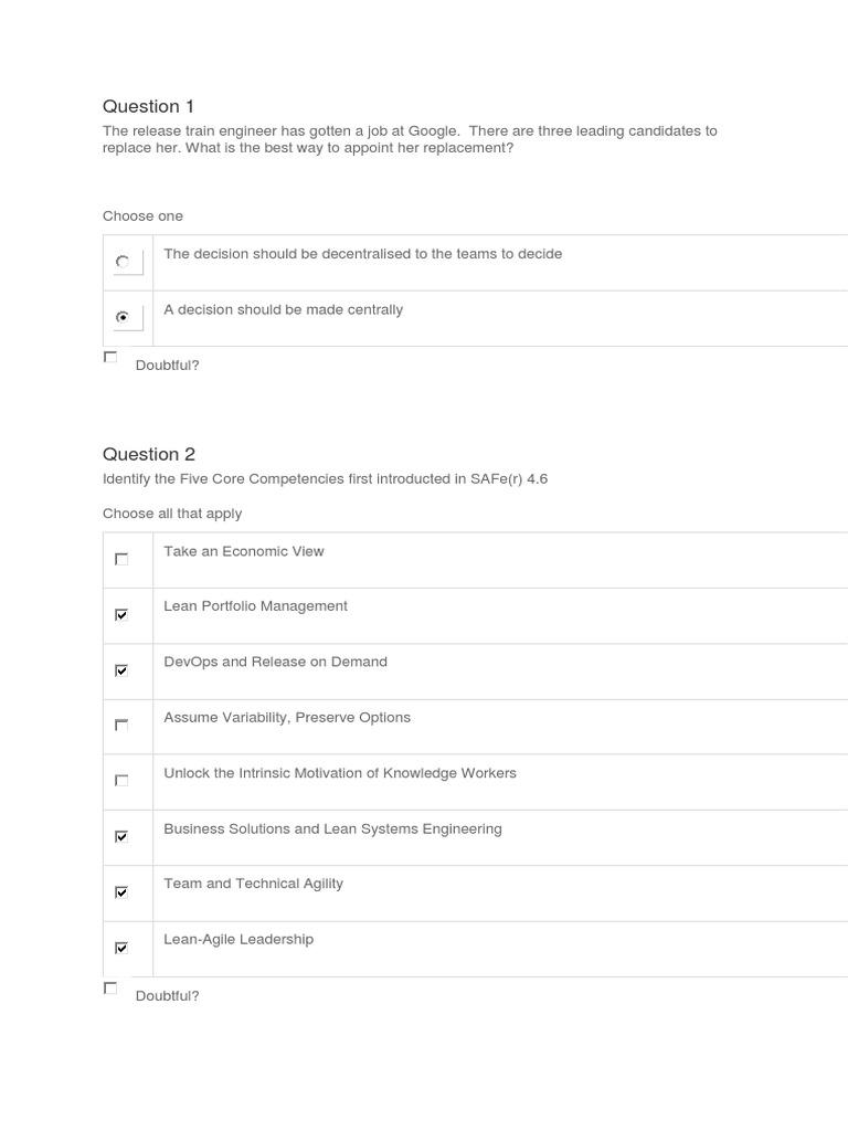 SAFe SPC Practice Exam Questions | PDF | Agile Software Development ...