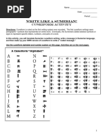 Sumerian Cuneiform Writing Activity | PDF | Cuneiform | Writing