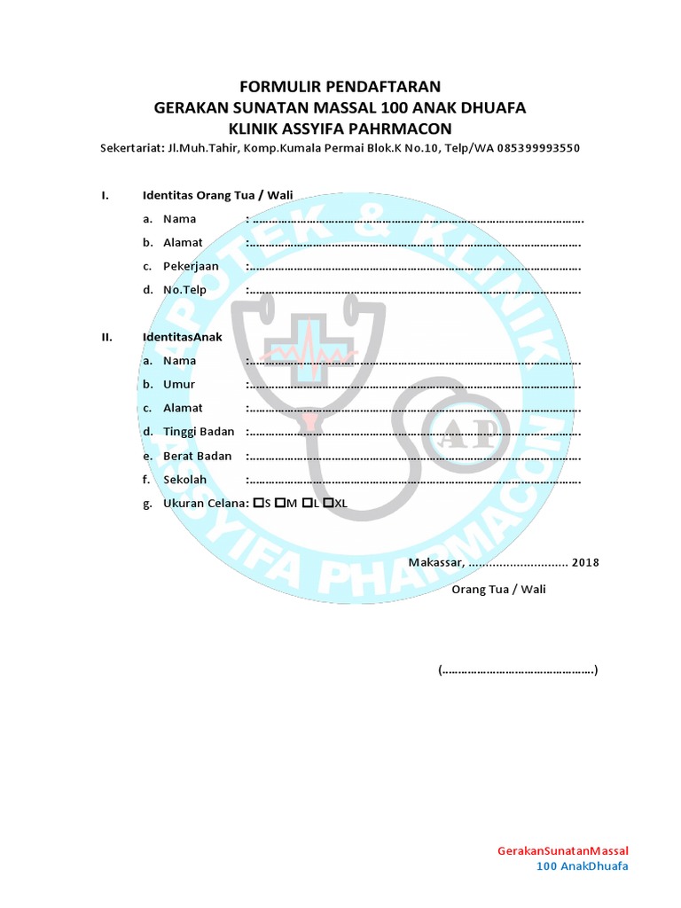 Formulir Pendaftaran Sunat Massal | PDF