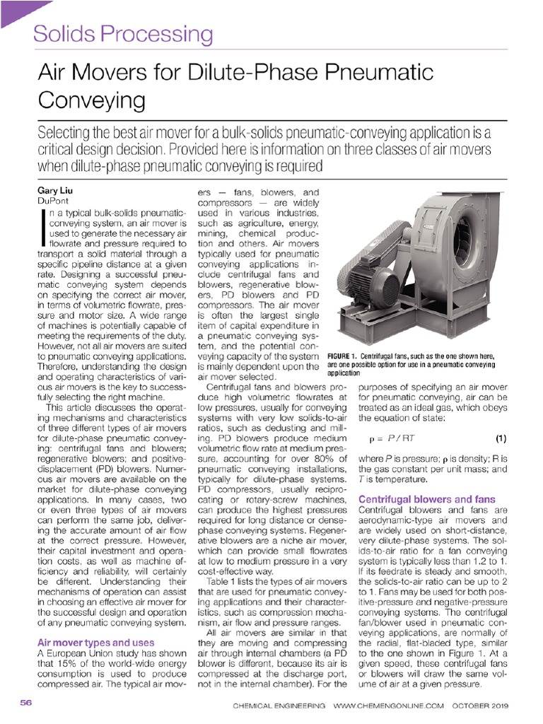 Air Movers For Dilute-Phase Pneumatic Conveying PDF | PDF | Horsepower ...