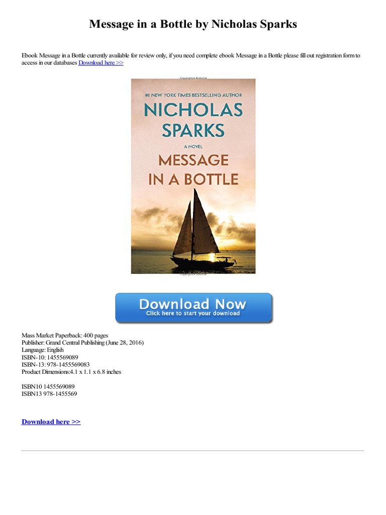 Message in A Bottle | Download Free PDF | Novels | Romance Novels