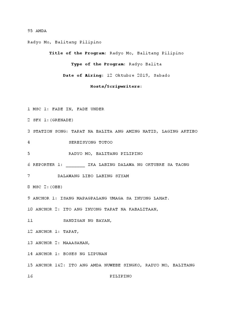 Script in Radio Broadcasting | PDF