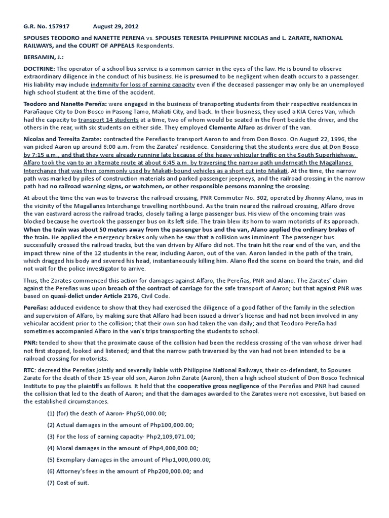 1st CASE SET - COMMREV | PDF | Negligence | Common Carrier