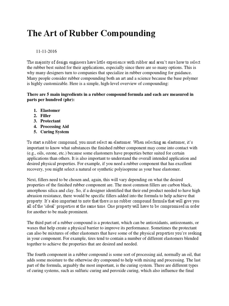Rubber Compounding | PDF | Natural Rubber | Elastomer
