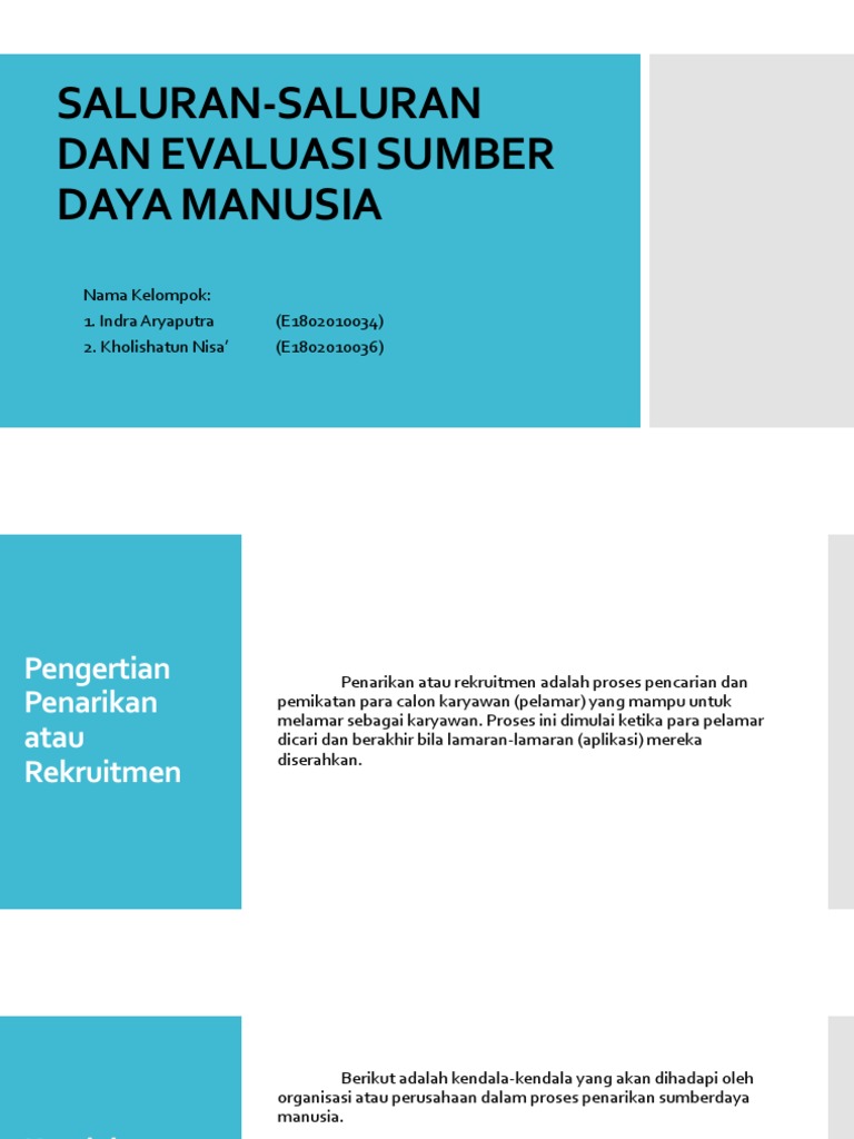 Saluran-Saluran Dan Evaluasi Sumber Daya Manusia | PDF