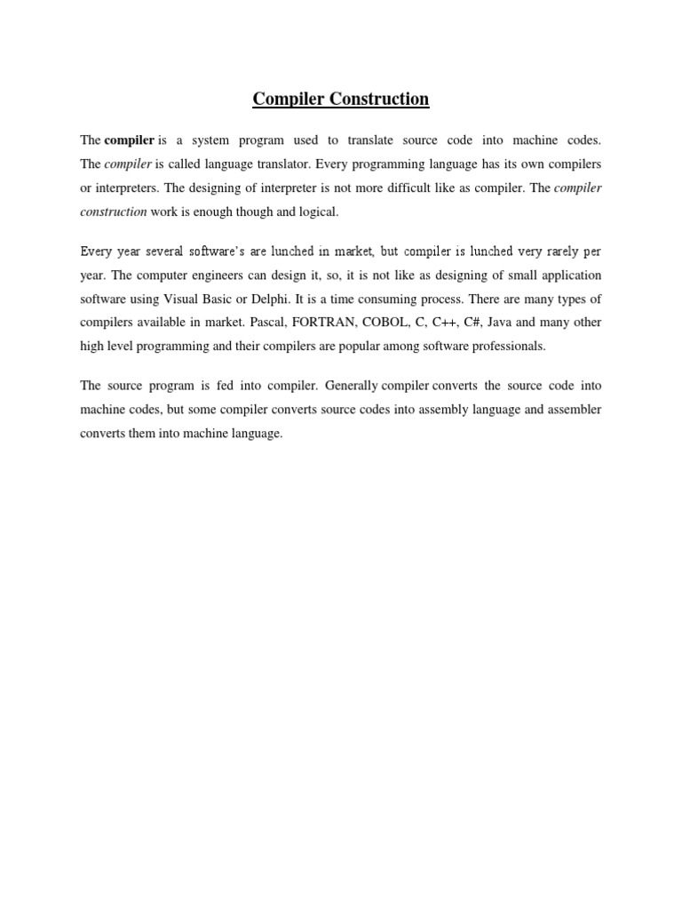 Compiler Construction | PDF | Compiler | Programming Language