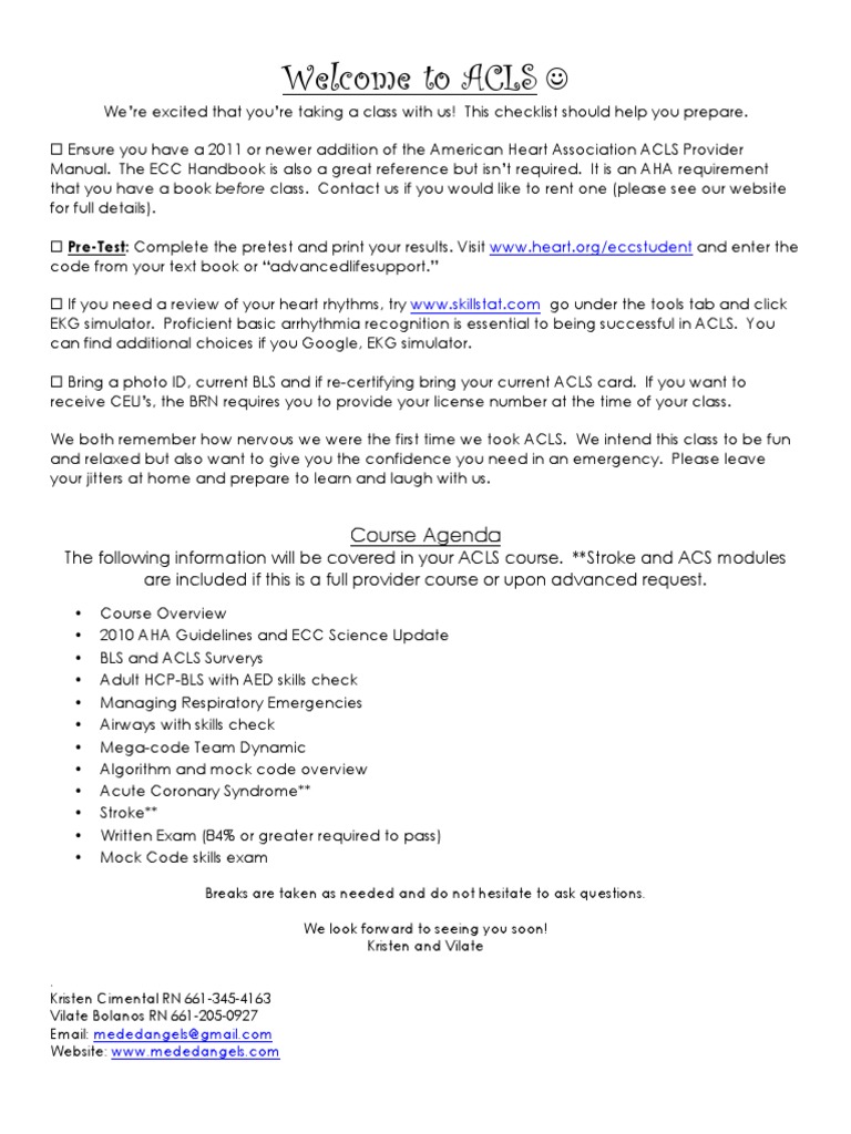 ACLS Notes | PDF | Cardiovascular Physiology | Medical Emergencies