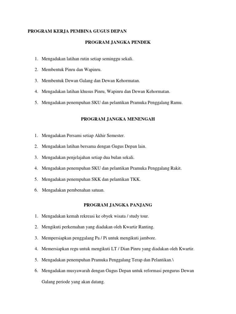 Contoh Program Kerja Pramuka | PDF