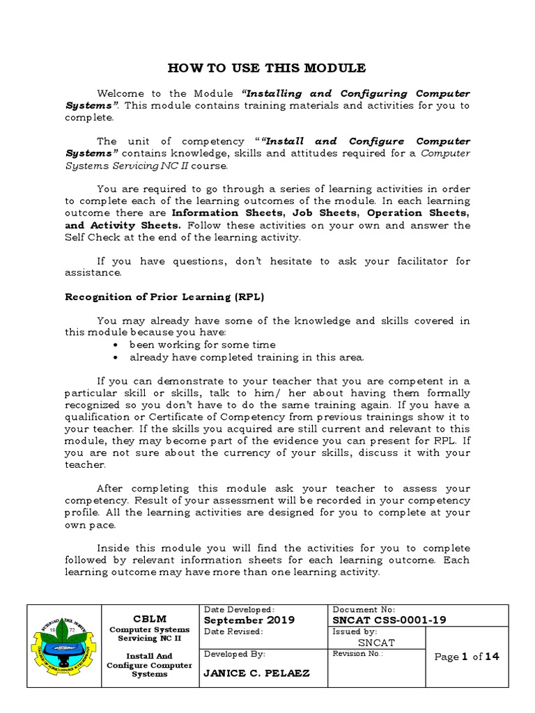 CSS NC Ii - CBLM | PDF | Operating System | Microsoft Windows