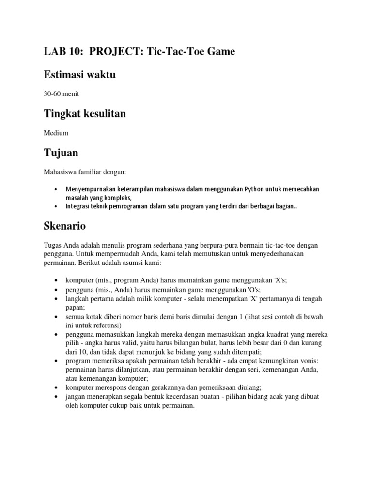 LAB 10 PROJECT Tic-Tac-Toe | PDF