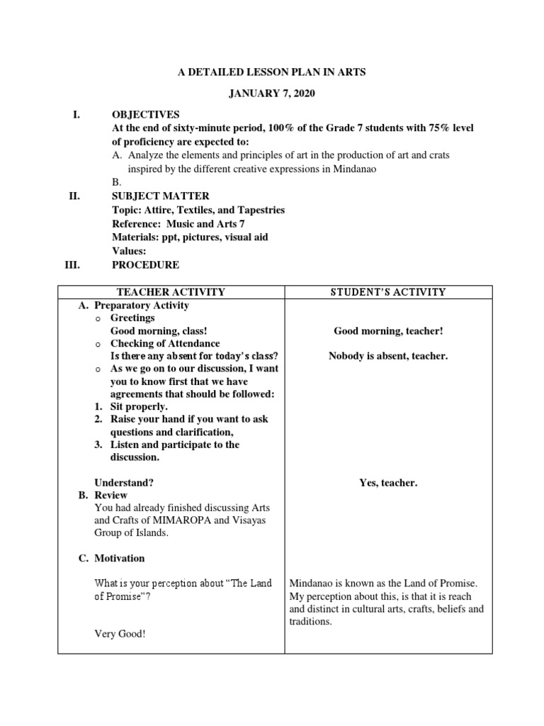 Lesson Plan-Methods of Processing Meat | PDF | Textiles | Weaving