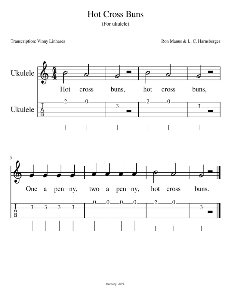 Ukulele Sheet: Hot Cross Buns | PDF