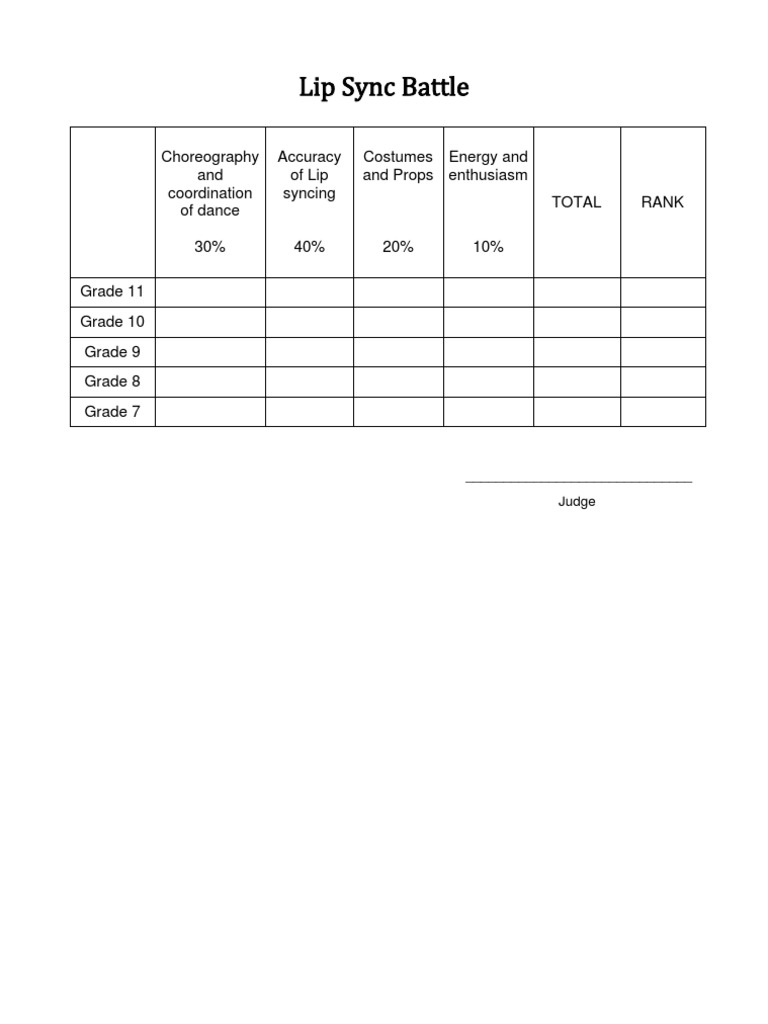Lip Sync Battle Criteria | PDF