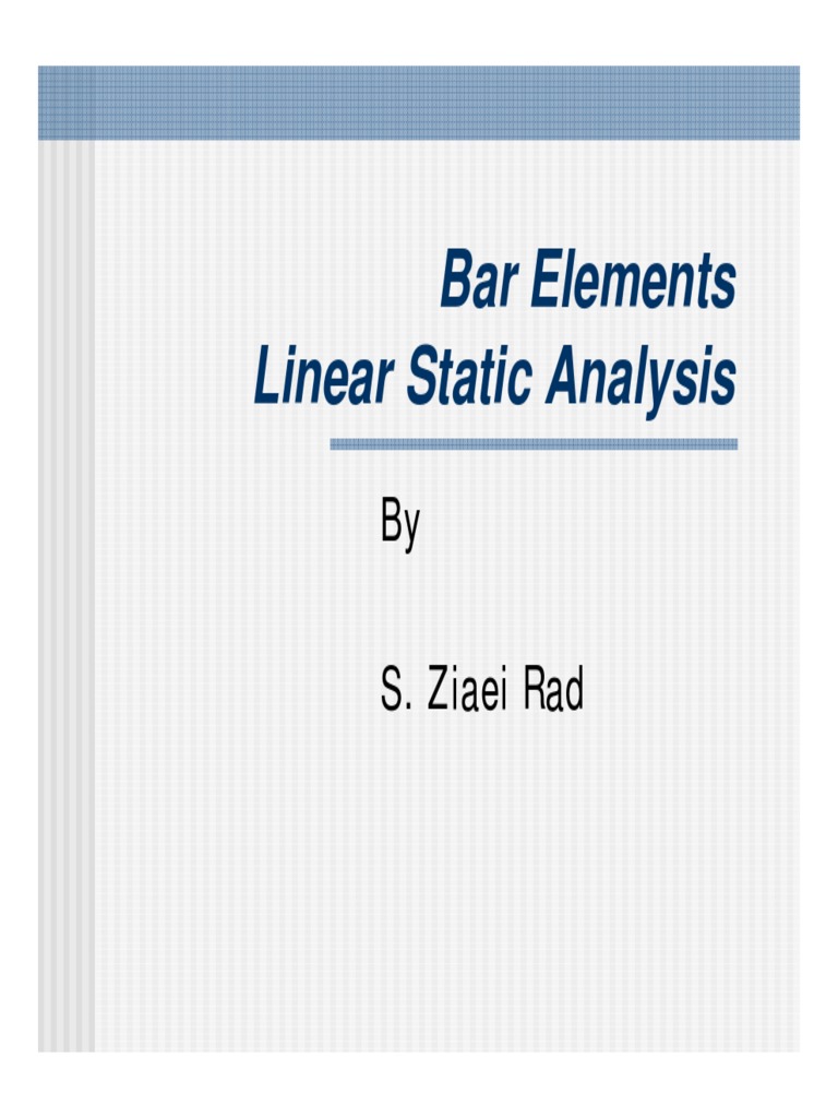 04-Bar Elements Linear Static Analysis PDF | PDF | Stiffness | Matrix ...
