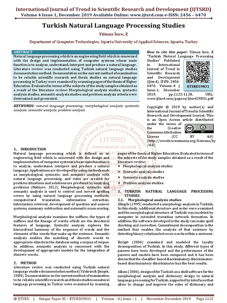 Turkish Natural Language Processing Studies | PDF | Parsing | Semantics