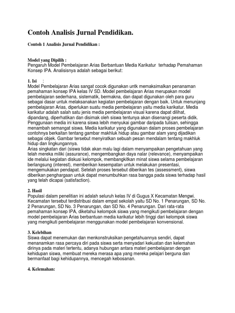 Contoh Analisis Jurnal Pendidikan | PDF