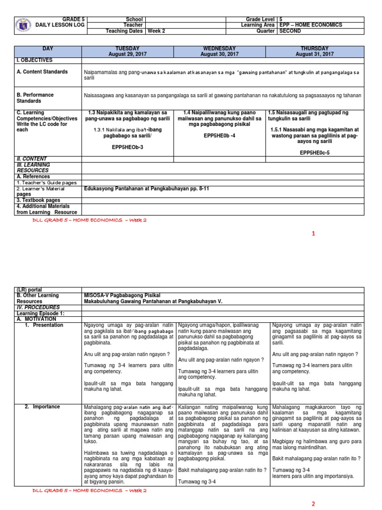 DLL Epp5 - He - Week 2 | PDF