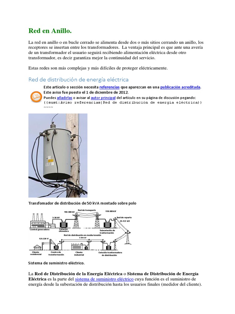 Red de Distribución en Anillo Eléctrico | PDF | Distribución de energía ...