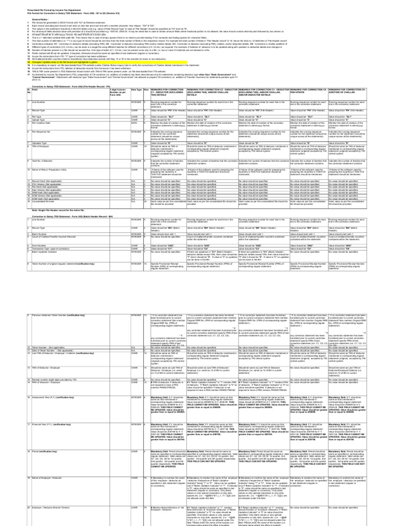 File Format 24Q Correction Q1 To Q3 Version 6.0 06082019 201011 | PDF ...