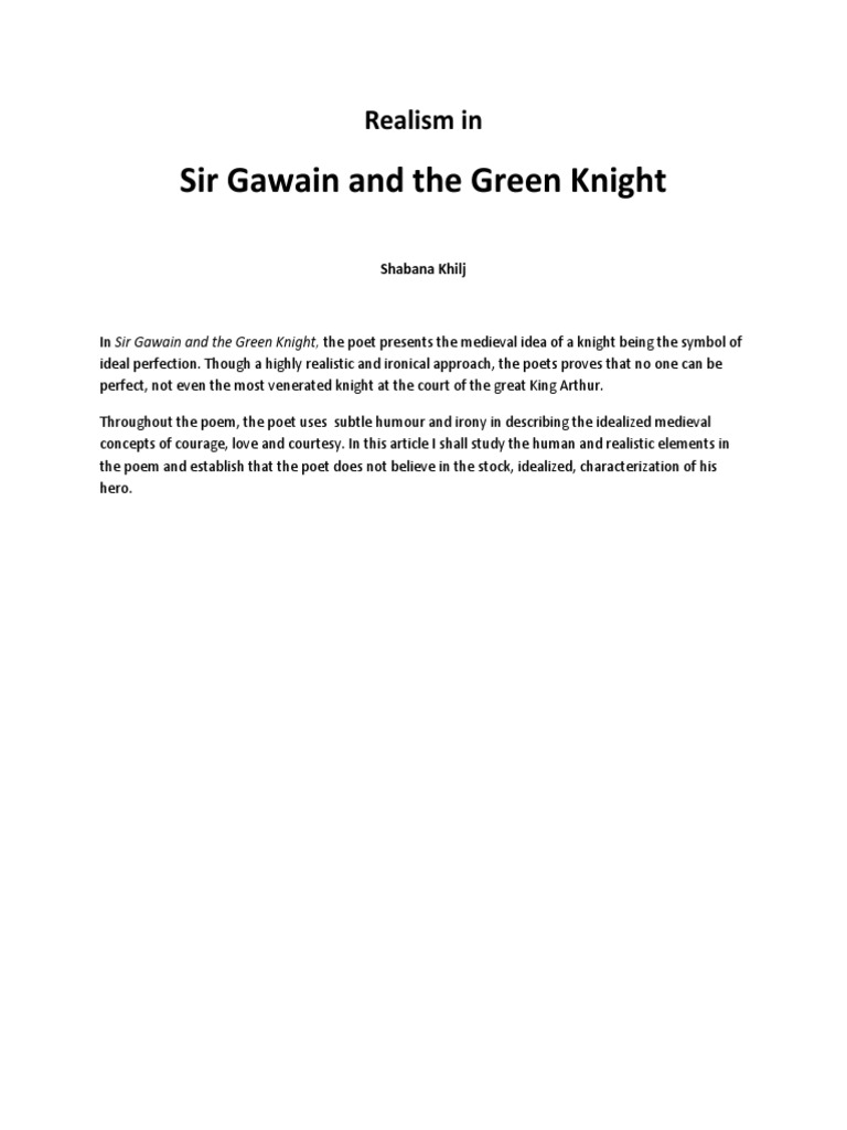 Realism in Sir Gawain's Character | PDF | Green Knight | English Literature
