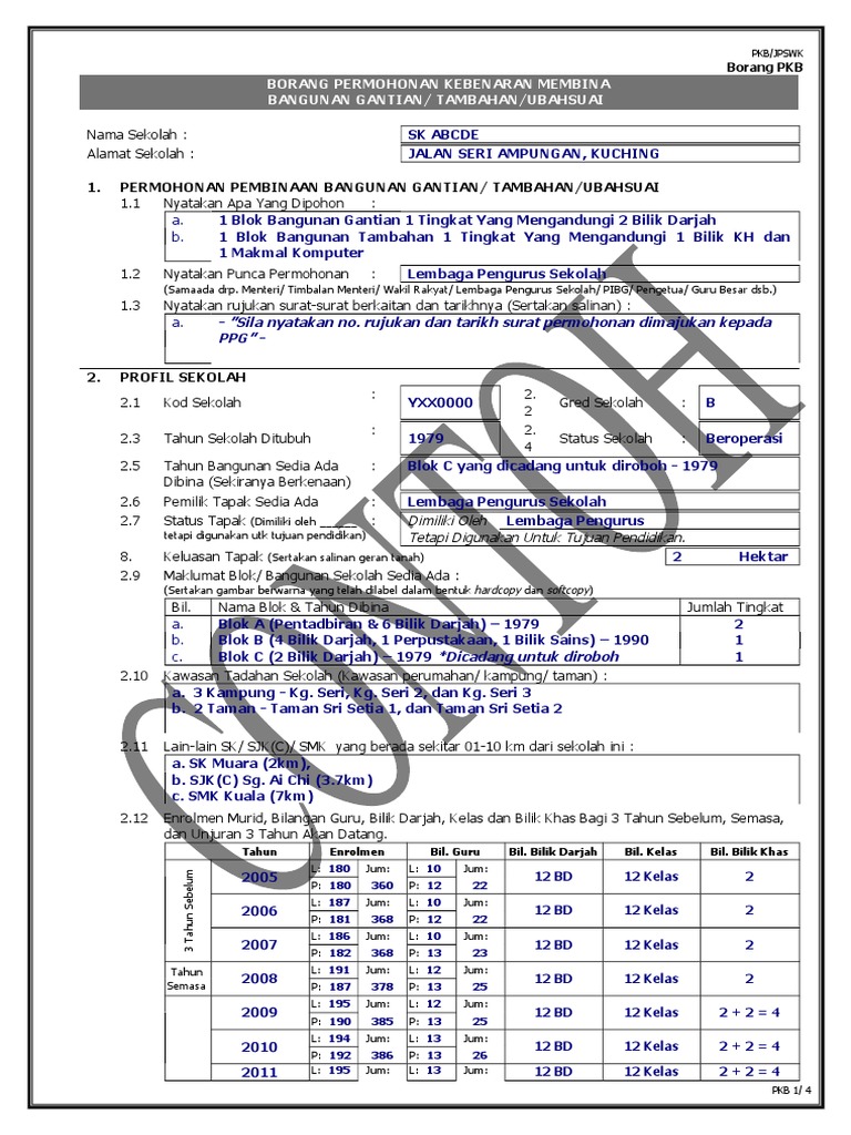 4 Borang PKB (Contoh) | PDF