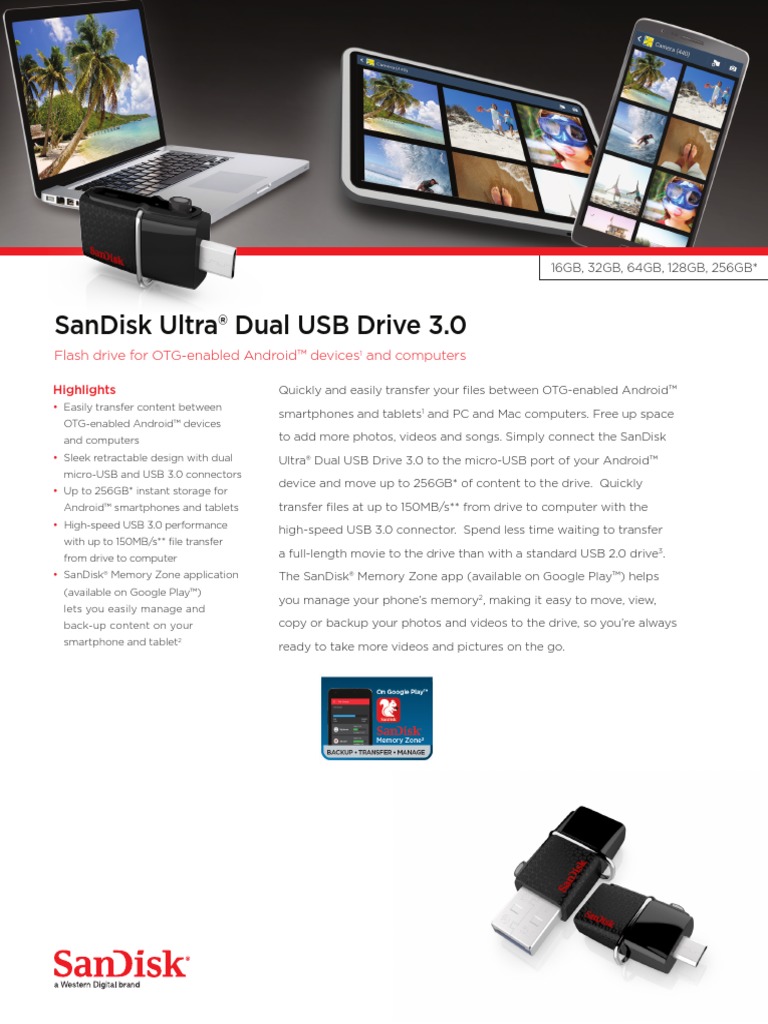 Data Sheet Sandisk Ultra Dual Usb Drive 3 0 | PDF | Usb | Usb Flash Drive