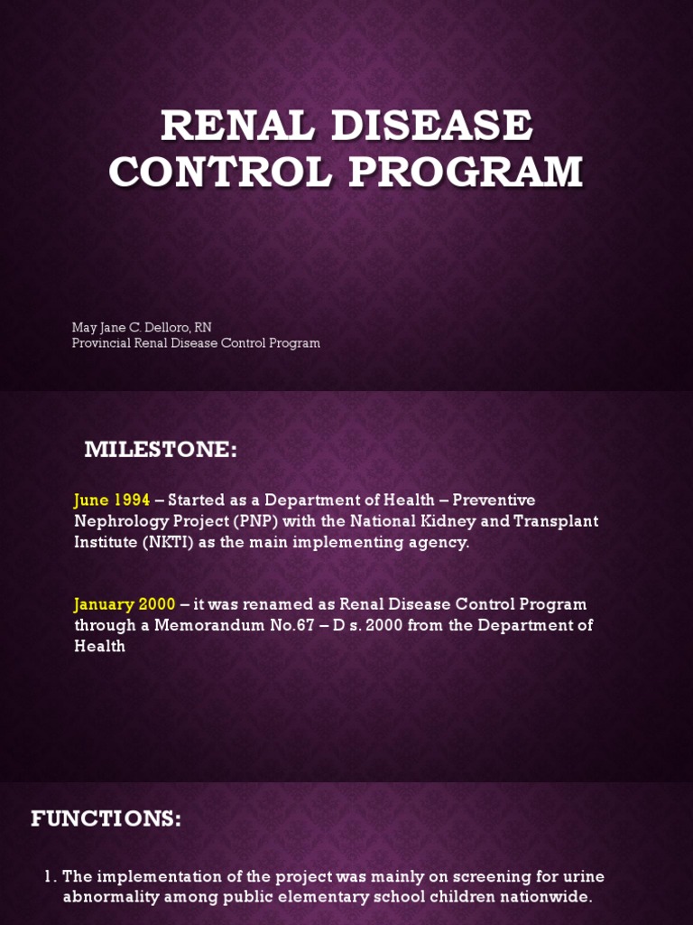 RENAL DISEASE CONTROL PROGRAM Updates | PDF | Kidney | Urinary System