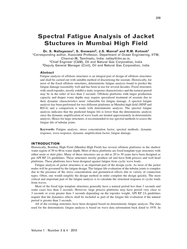 Spectral Fatigue Analysis of Jacket Structures | PDF | Fatigue ...