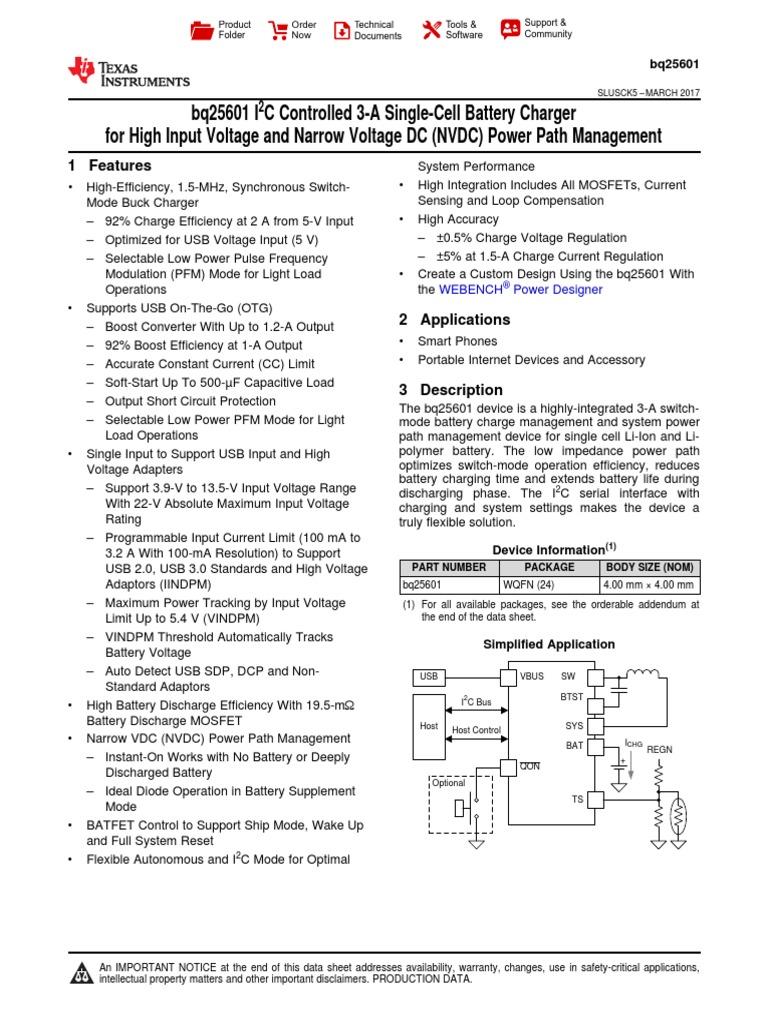 BQ 25601 | PDF | Battery Charger | Electrostatic Discharge