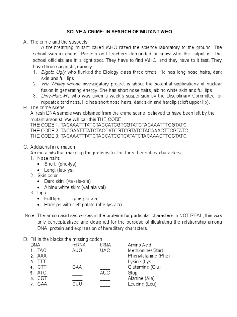 Investigate the Mutant Arsonist | PDF | Leucine | Amino Acid