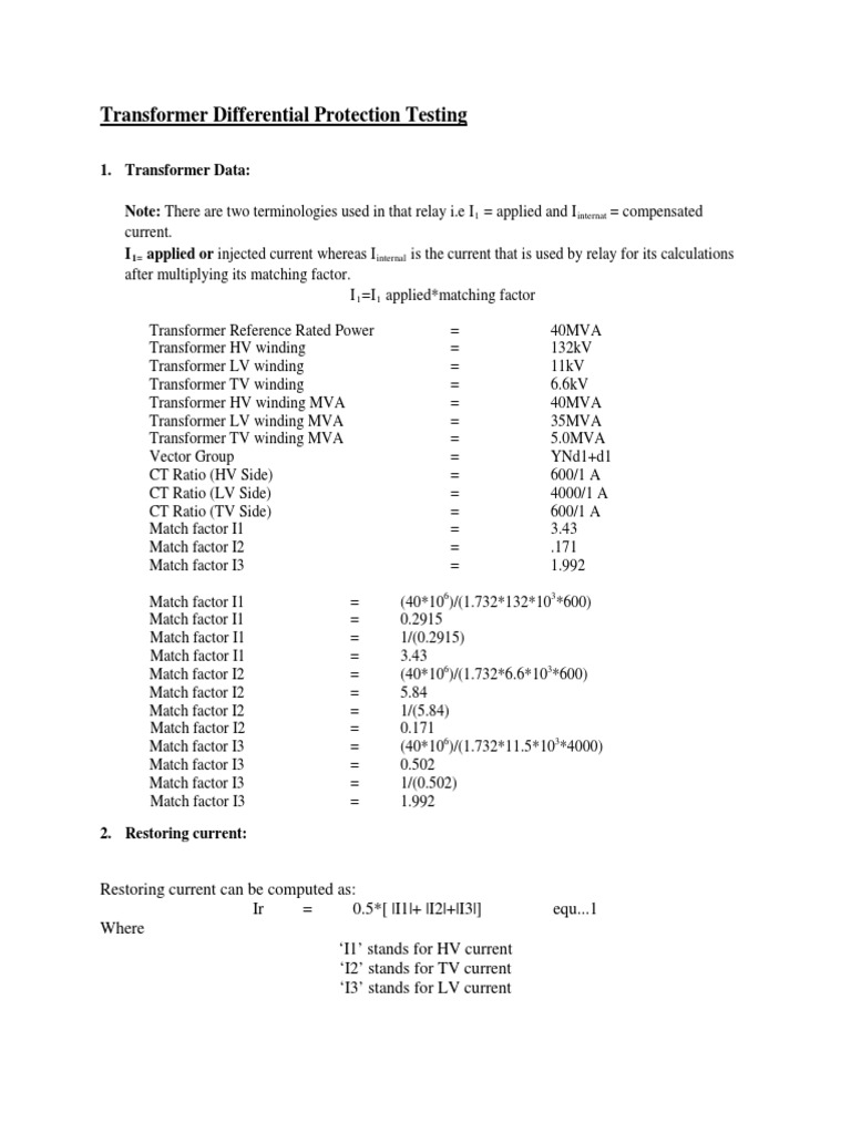P643 Transformer Differential Testing Guide | PDF | Transformer ...