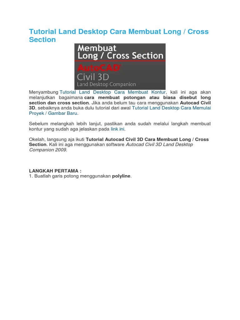 Tutorial Land Desktop Cara Membuat Long | PDF
