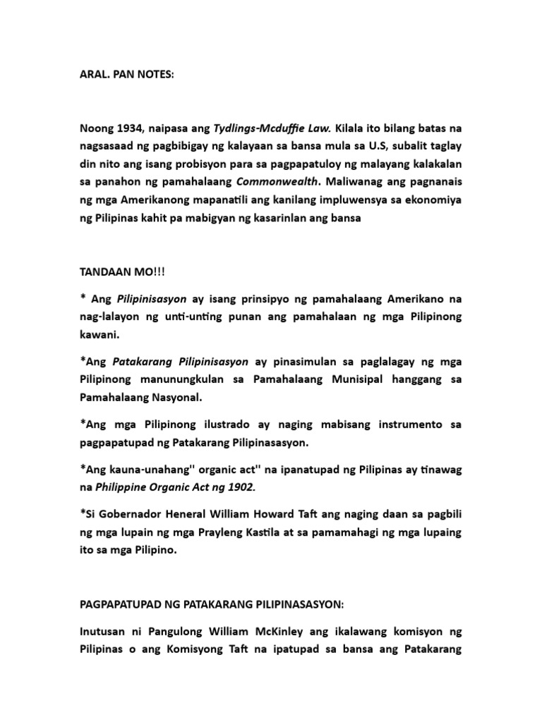 Aral. Pan Notes | PDF