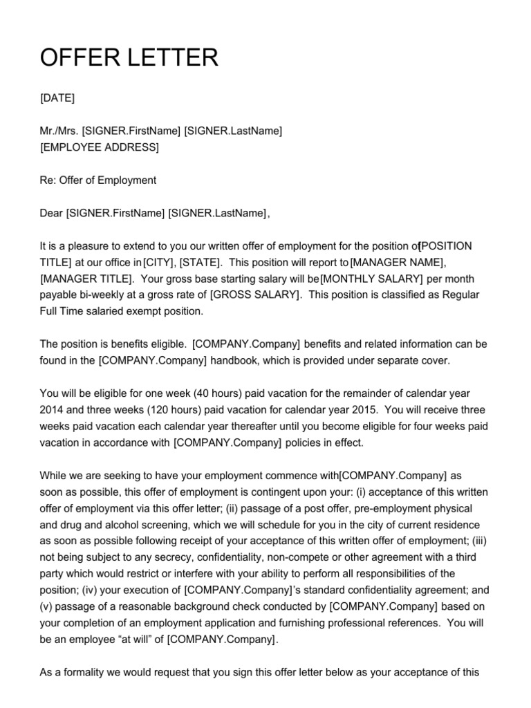 Offer Letter | PDF | Employment | Salary