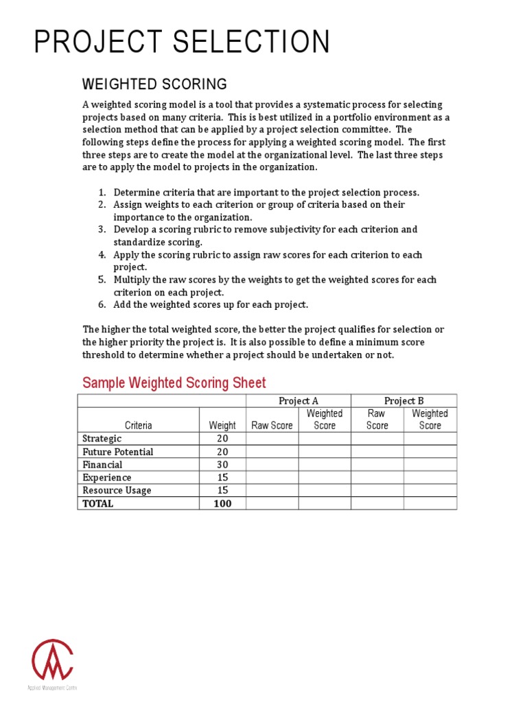 Weighted Scoring | PDF | Business | Economies