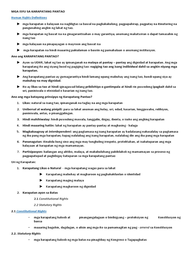 Mga Isyu Sa Karapatang Pantao | PDF