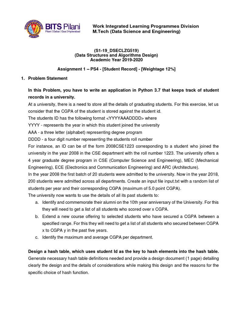 Assignment PS4 - StudentRecord PDF | PDF | Function (Mathematics) | Parameter (Computer Programming)