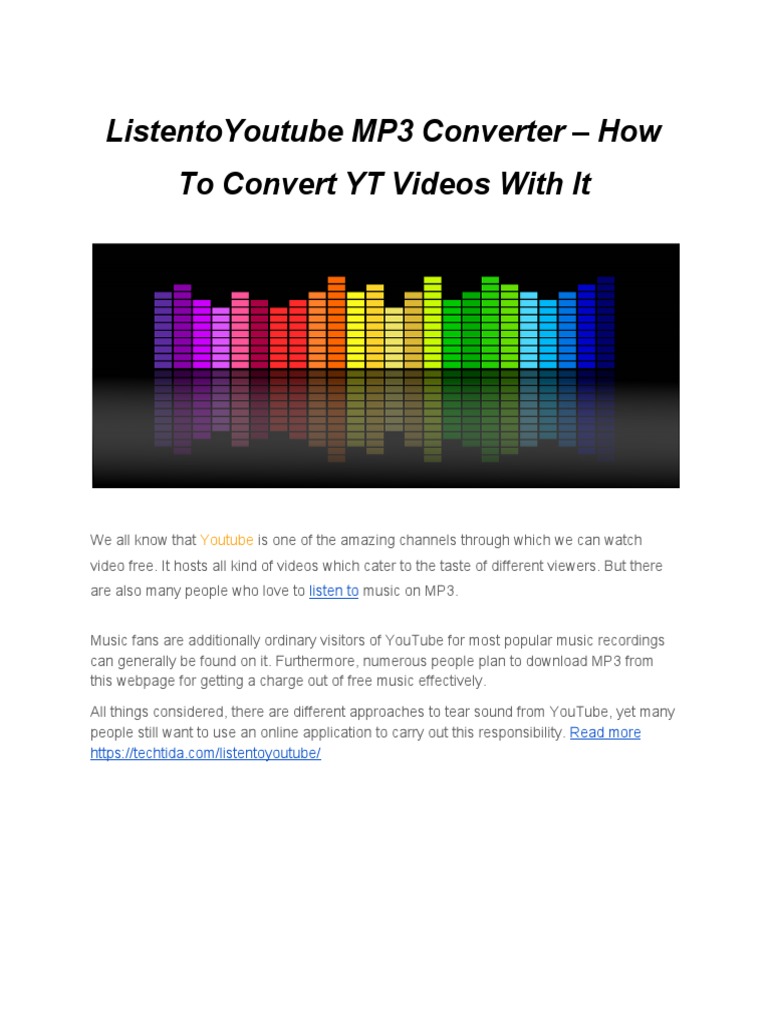 ListentoYoutube MP3 Converter - How To Convert YT Videos With It | PDF ...