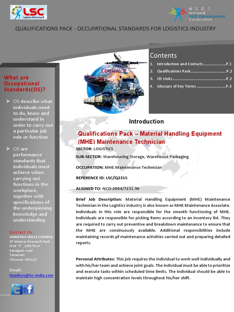 MHE Maintenance Technician | PDF | Warehouse | Logistics