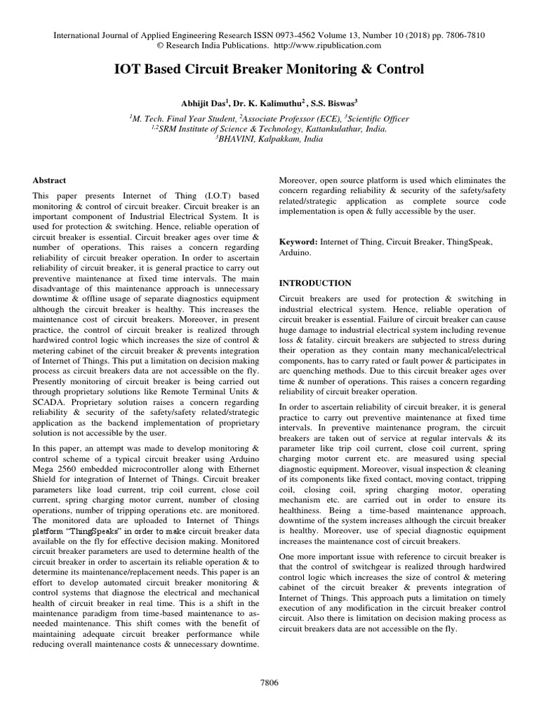 Iot Circuit Breaker | PDF | Scada | Programmable Logic Controller