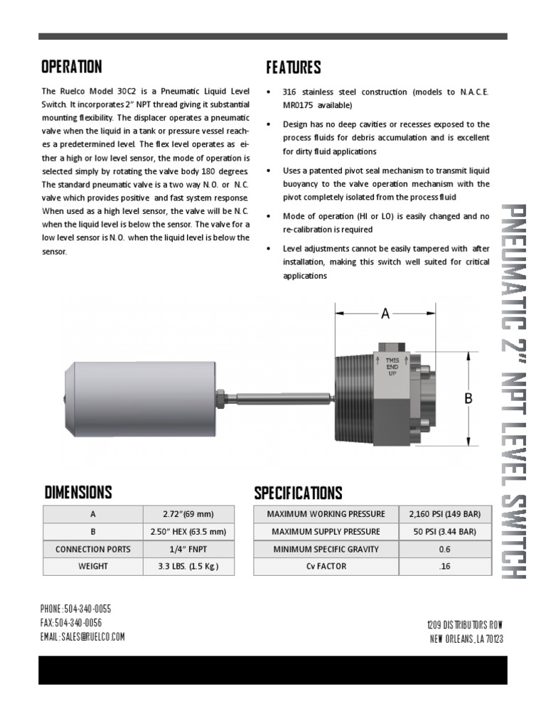 Literatura para Switch de Nivel Neumatico | PDF | Valve | Buoyancy