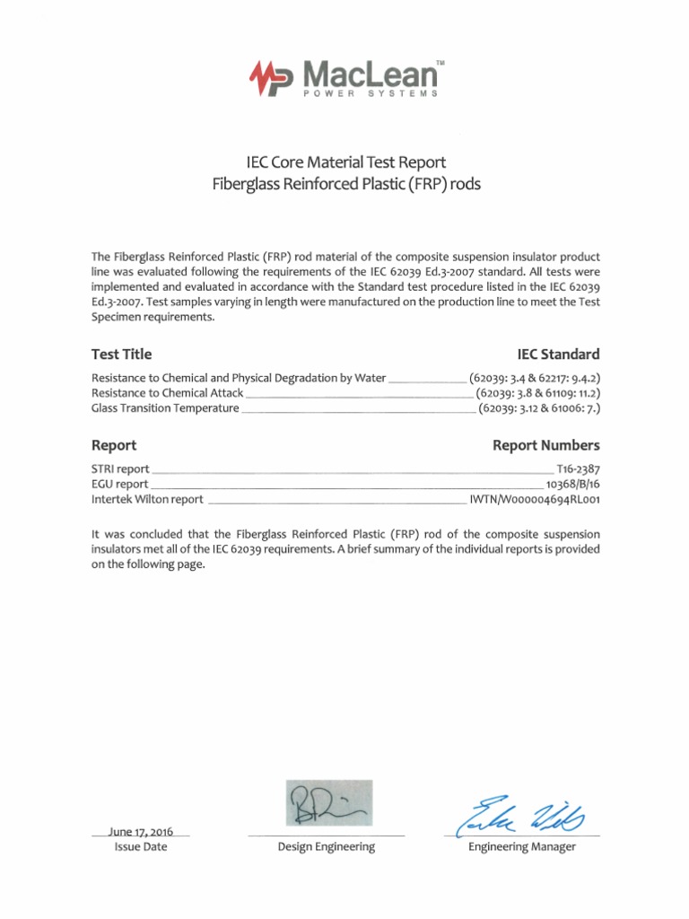 Composite Insulator Core Material Test Report PDF | PDF | Fibre ...