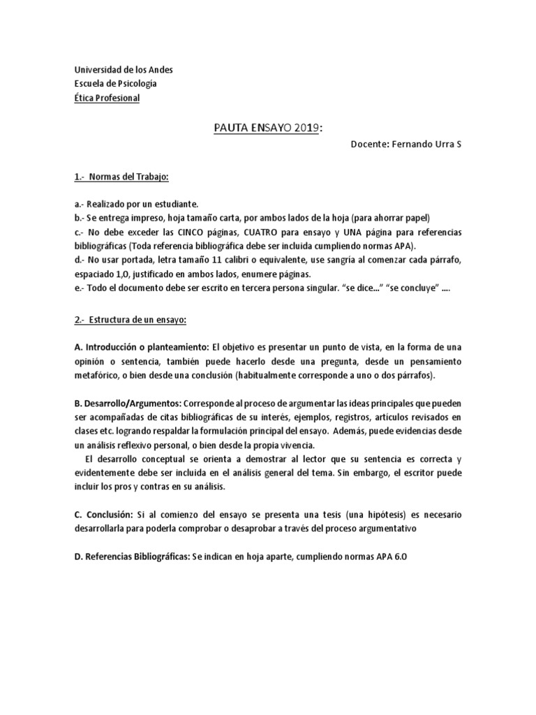 ENSAYO Pauta 2020 | PDF | Ensayos | Teorías filosóficas