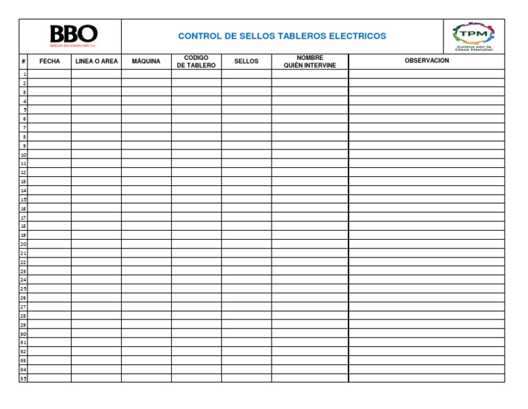 Control de Sellos de Tableros | PDF