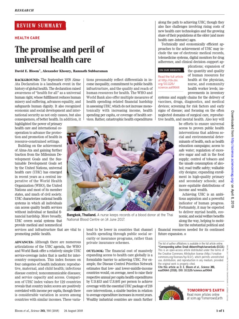 The Promise and Peril of Universal Health Care | PDF | Public Health ...