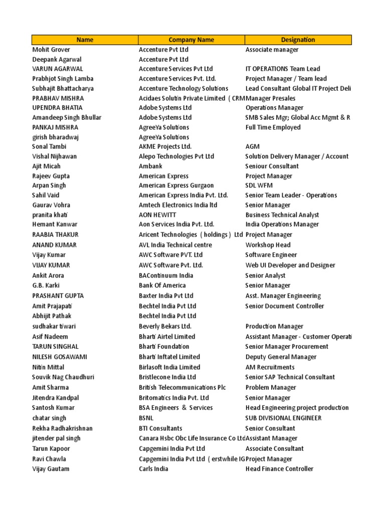 Salaried Data Sample | PDF | Delhi | Companies